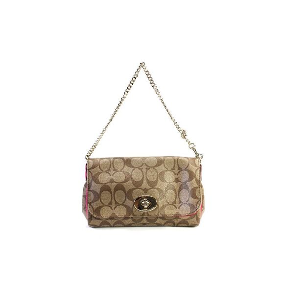 Coach | Bags | Coach Womens Leather Monogram Print Turn Lock Chained ...